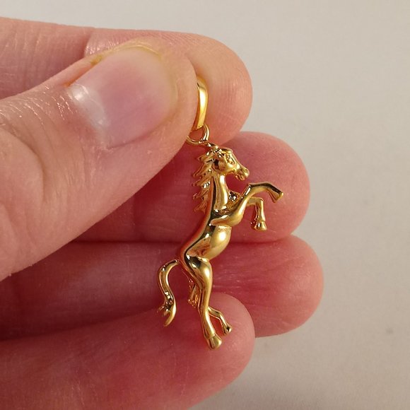 Jewelry | New 18k Yellow Gold Filled 2d Horse Carved Necklace Pendant ...